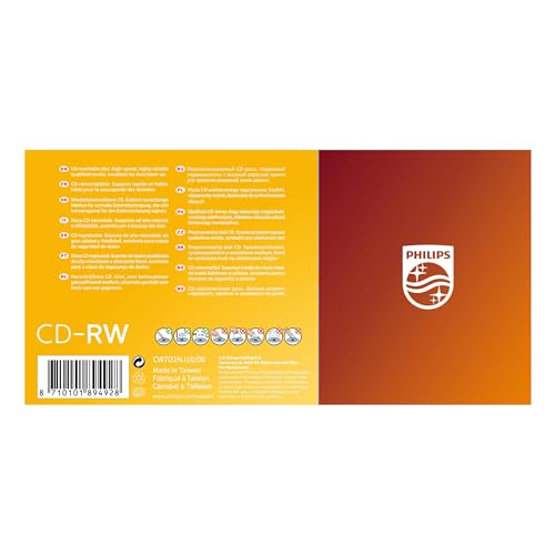 Philips CDRW-80 (12x) 10pk Slim Jewel Case