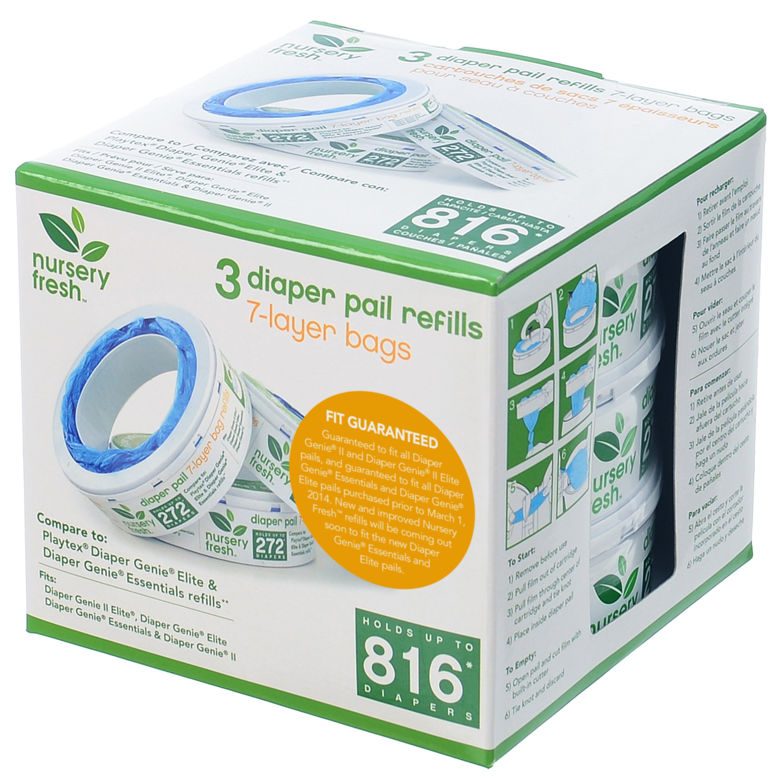 Nursery Fresh Refill for Diaper Genie 3 Pack, 816 Count