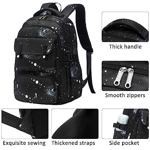Createy Boys Backpack, Galaxy Backpack for Boys School bags Elementary Bookbags Teens Backpack with Lunch Bag Pencil Case