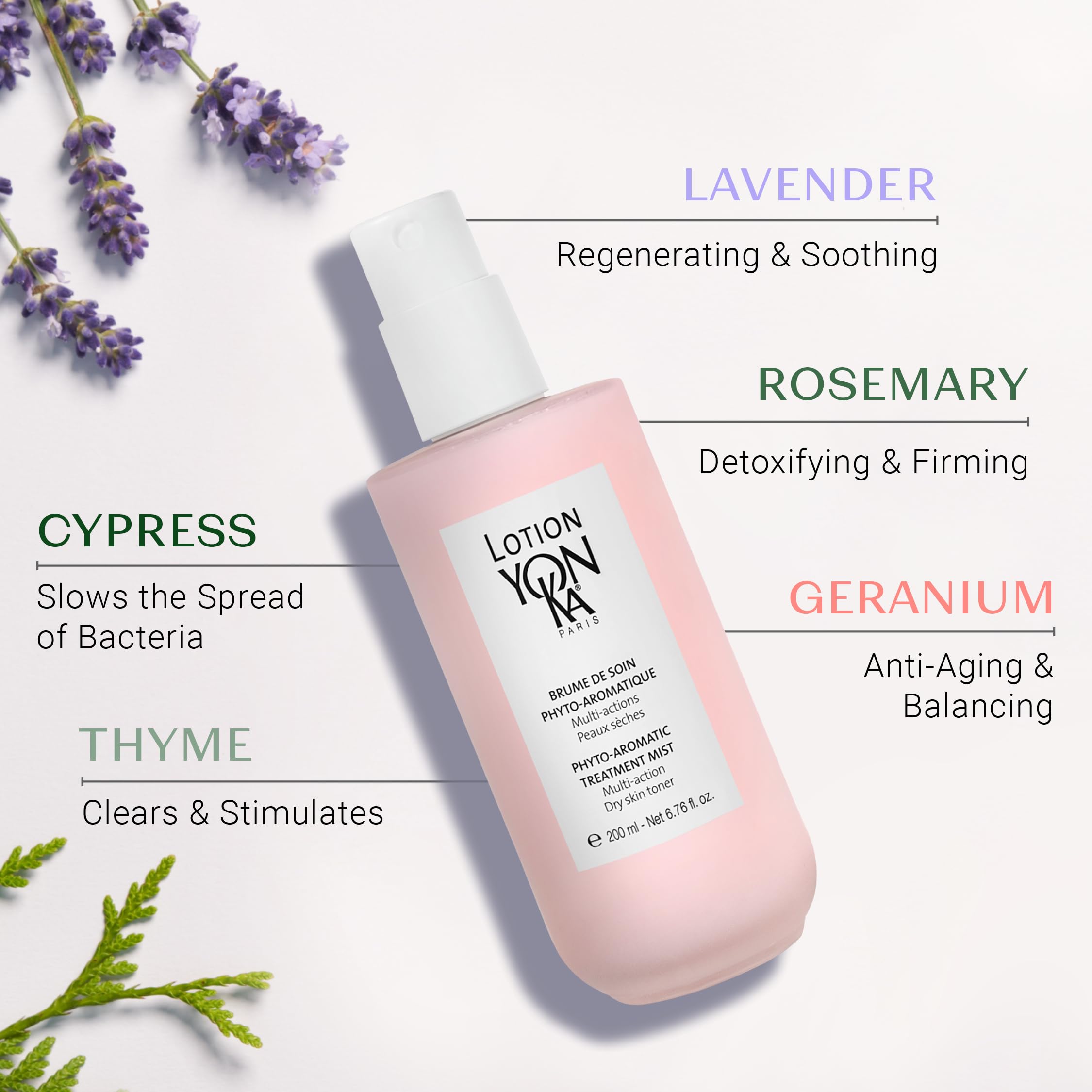 Yonka Lotion PS Hydrating Face Toner (Dry & Sensitive Skin) Daily Face Mist to Refresh and Purify with Quintessence Essential Oils, 6.76 oz