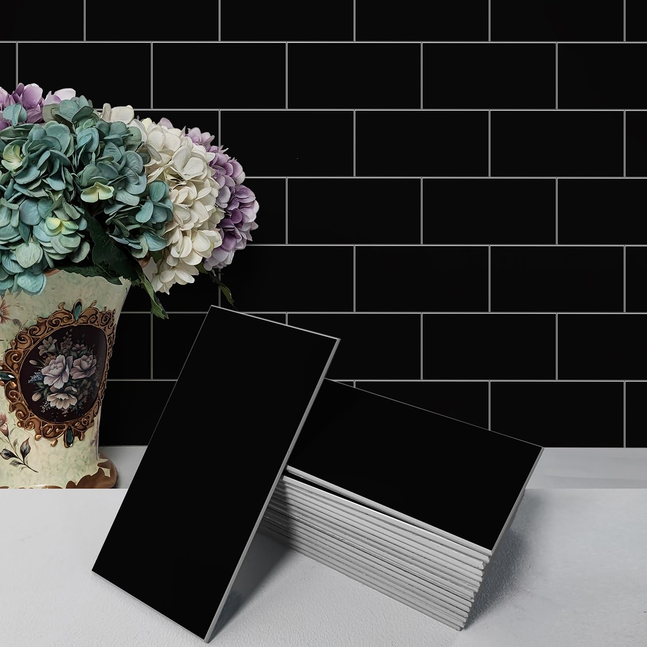Avant Decor | 56 Tiles | Stone Composite Subway Solid Color Tiles | Peel and Stick Kitchen Backsplash Tiles | Wall Tiles | 3β x 6β | Bex Metro Matte Cotton | 7 sqft