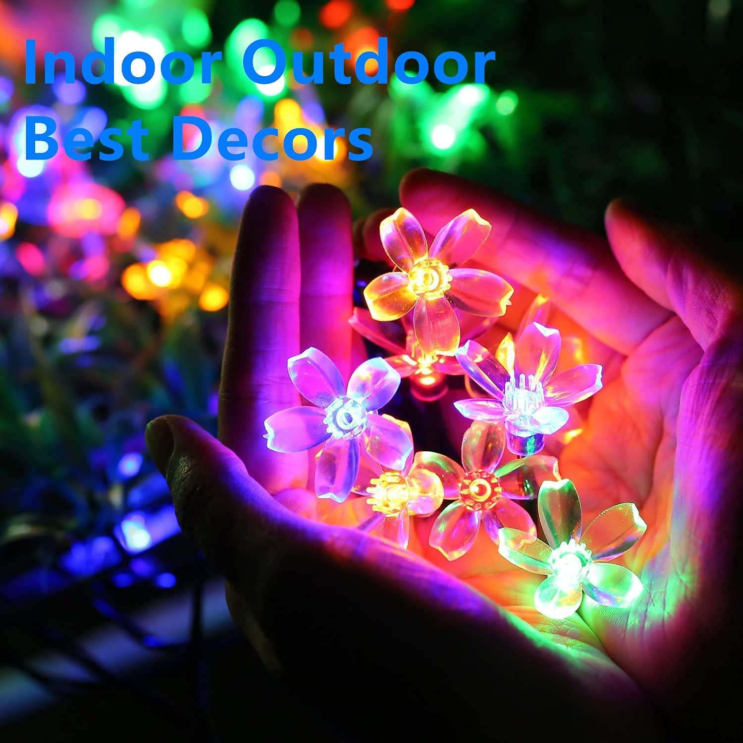 Beinhome Solar String Lights Outdoor,30 LED 23 Feet Solar Flower String Lights ith 8 Flash Changing Modes for Patio Garden Party