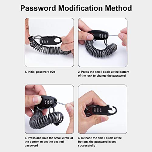 Bicycle Helmet Lock, Bike Cable Lock Steel Wire Lock Rope Design for Home for Outdoors(Black)