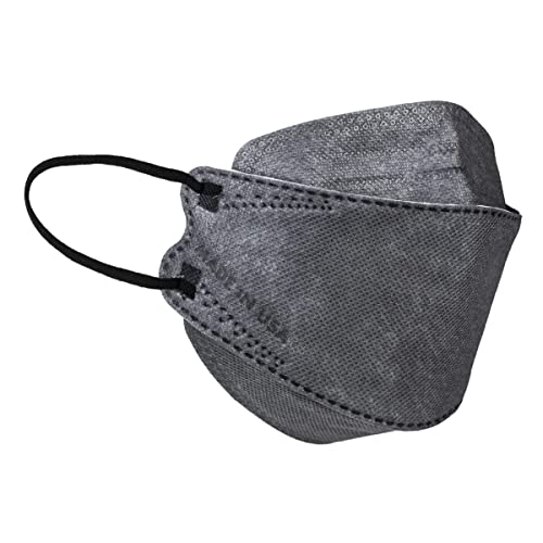 Lutema 5-Layer Disposable Face Mask 5-Ply Protection Breathable Comfortable Made in USA - 3D Fish Design (20 pcs) (Adults, Graphite Gray)