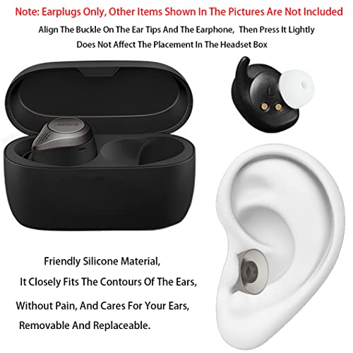 Ear Bud Replacement Pieces Silicone Soft Rubber Earbud Tips Eargel Cover, Compatible with Jabra Elite 75t/ 65t/ Active/ 7 Pro/Elite 3/ Elite S/M/L 6 Pairs Transparent Grey and White