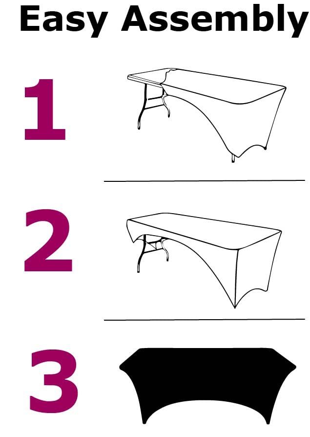 Banquet Tables Pro 8 Ft White Stretch Tight Fit Spandex Rectangular Folding Tablecover for 30Wx96Lx30H Folding Patio Tables, Banquet,Party