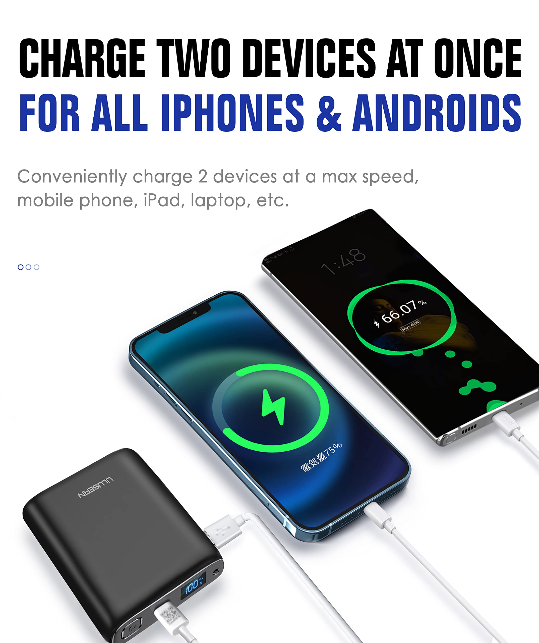 ULUSERN Rechargeable Battery/Power Bank 12v 14400mAh for Heated Jackets, Heated Hoodies and Heated Vests,DC Port Diameter : 4mm