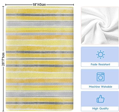 Beisseid Kitchen Dish Towels Ombre Yellow Grey Stripe Dish Cloth Fingertip Hand Towels Geometric Design Super Absorbent Soft Cotton Tea Towel 4 PCS