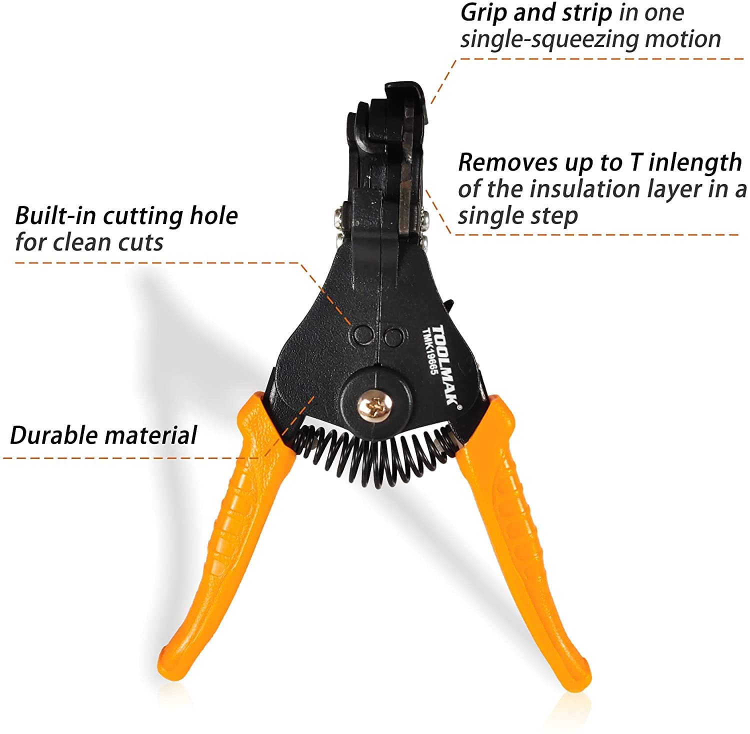 Automatic Wire Stripper TOOLMAK 7 inch Wire Cutter Wire Stripper Heavy Duty Wire Stripper Tool for 8-22 AWG Wirer Electronic and Automotive Repair