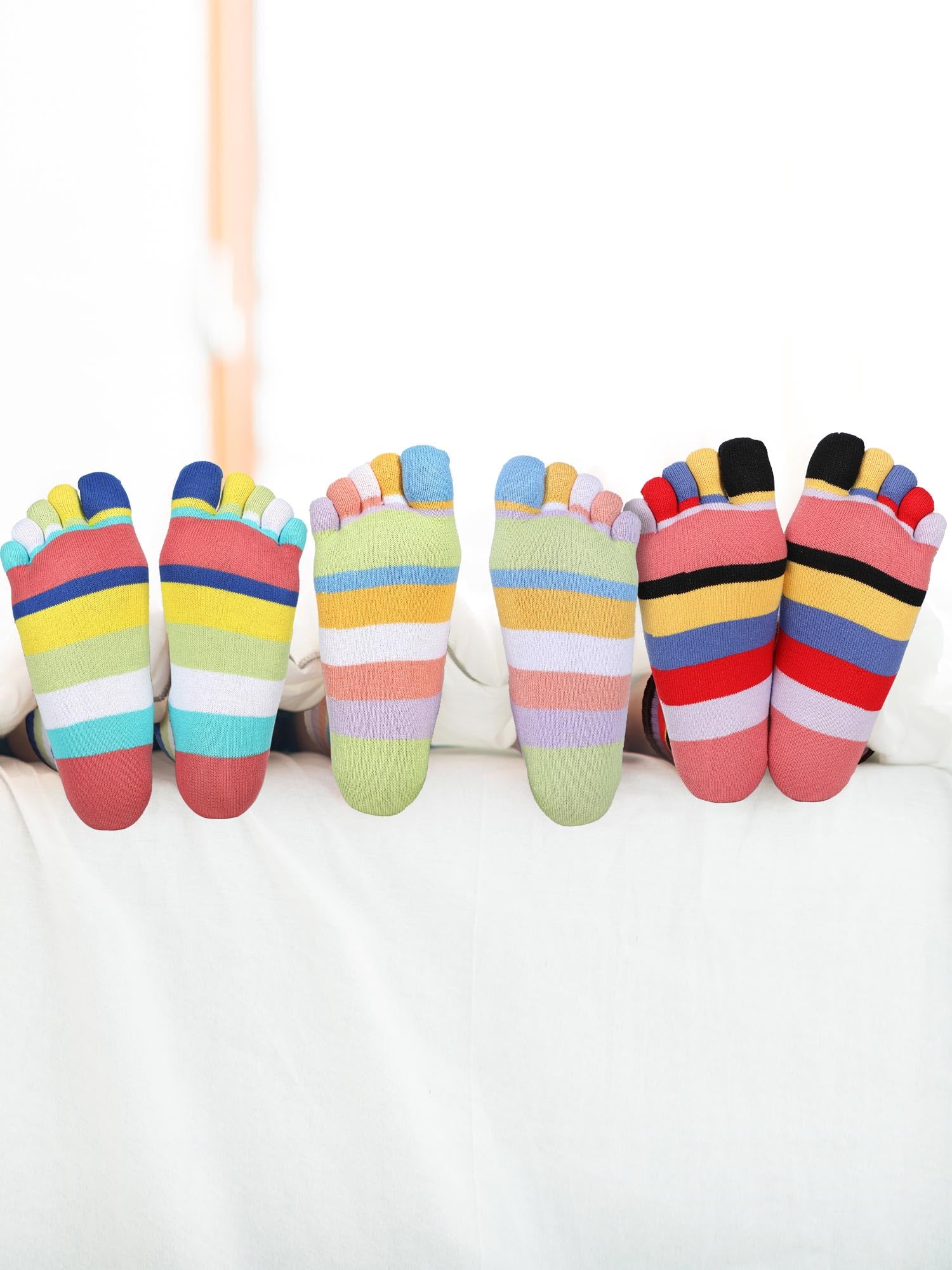 Bencailor 5 Pairs Women's Toe Socks Cotton Five Toe Finger Socks Toe Separator Socks for Women Men Athletic (Lovely Color)