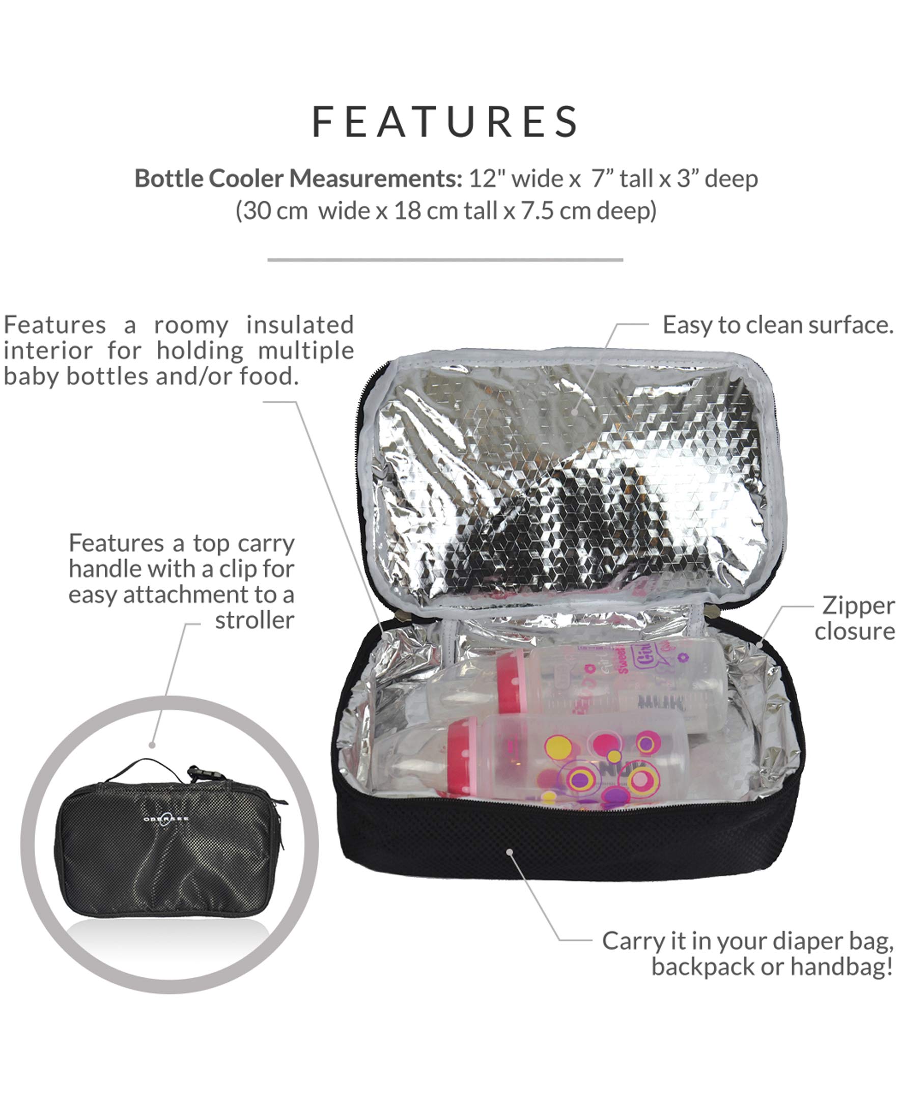 Obersee Diaper Bag Organizer, Breastmilk Cooler Bag Insulated Baby Bottle Bag, Easily Attaches to stroller, Multifunctional diaper bag, Portable for Work, Travel & Daycare