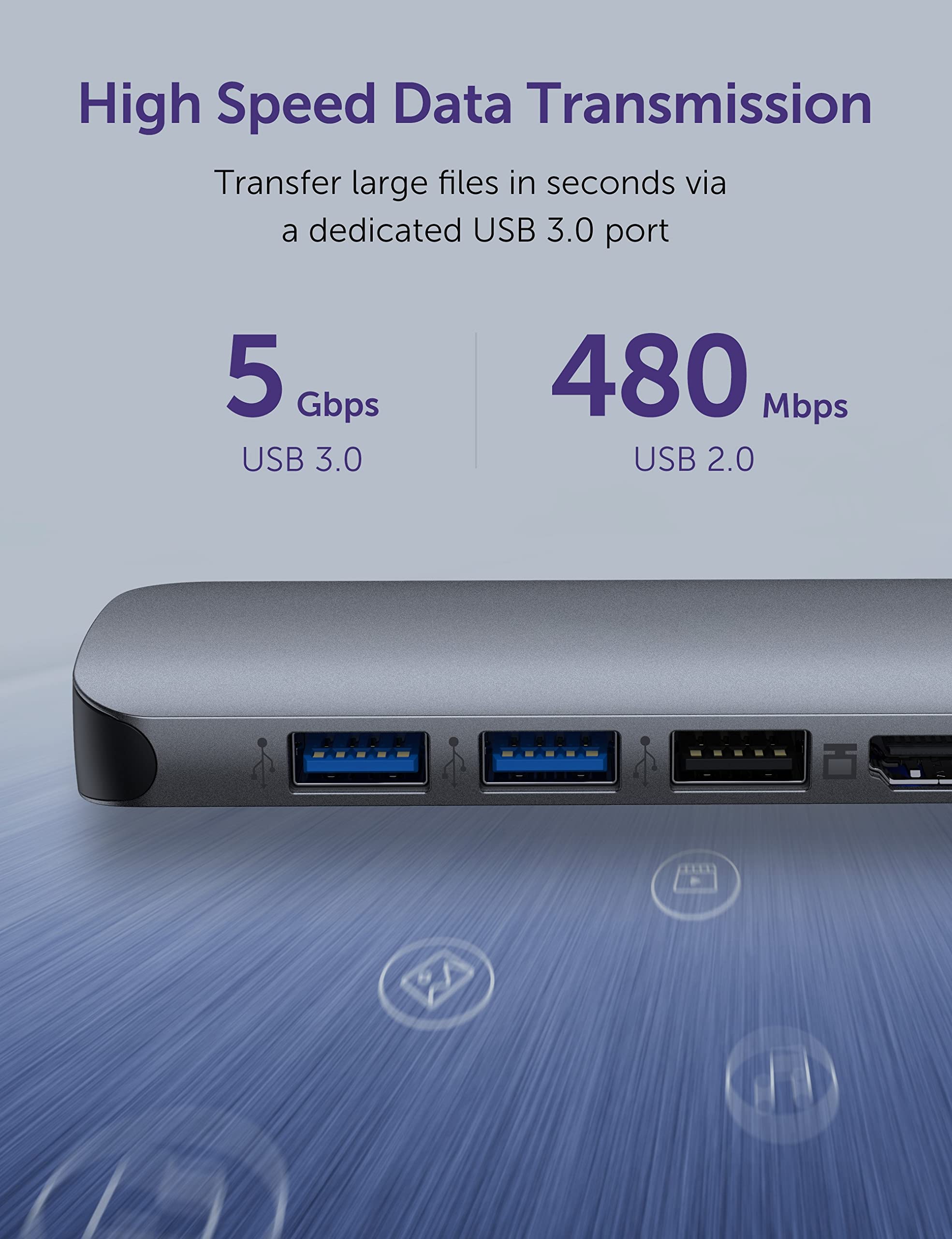 USB C Hub-9 in 1 Portable Space Aluminum Dongle with 4K HDMI, 100W PD Charging, Card Reader, 1000Mbps Ethernet Port for MacBook Air/Pro and More