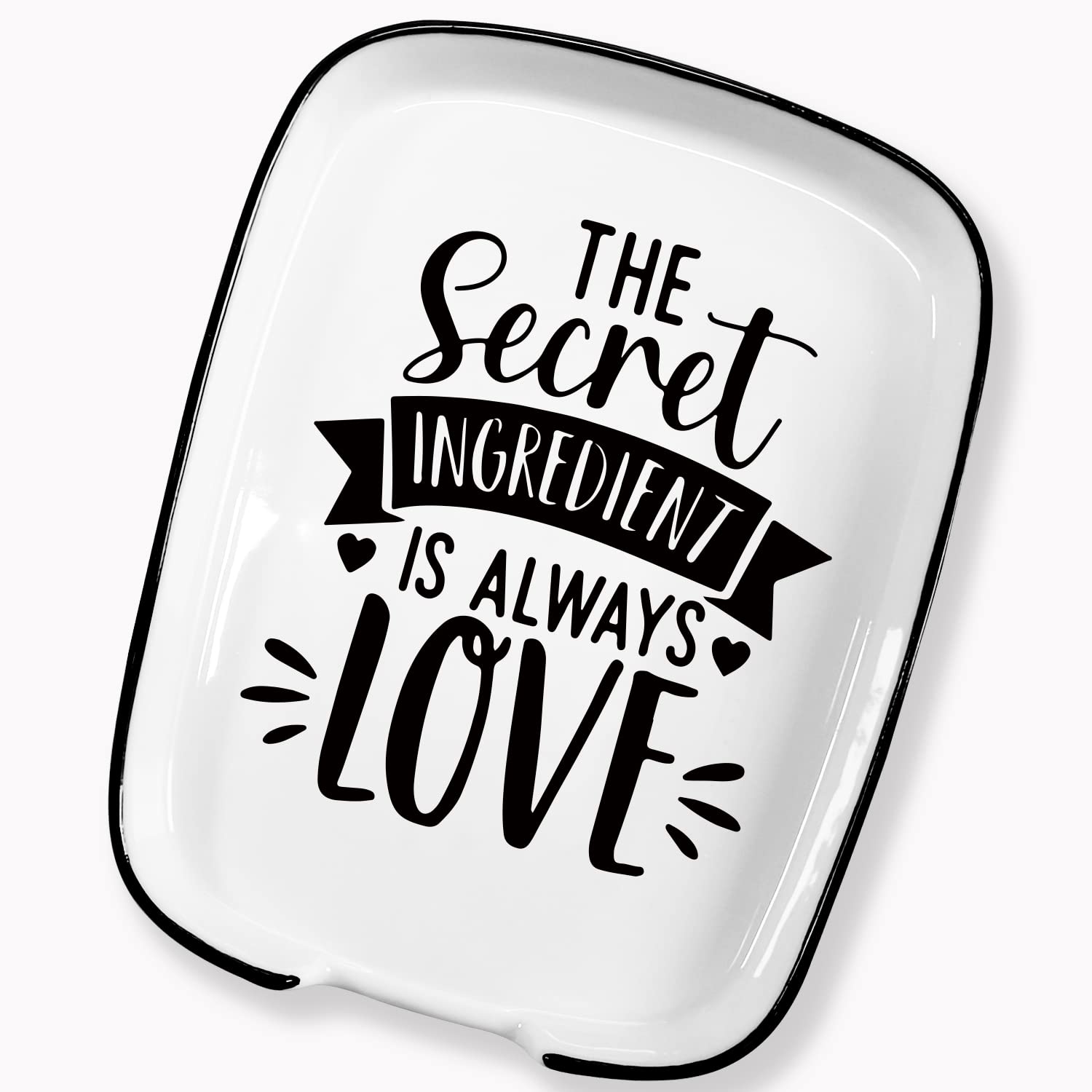Ceramic Material Spoon Rest The Secret Ingredient is Always Love, Functional Kitchenware Spoon Rest for Kitchen Countertop or Stove Top Gift for Cooking Enthusiasts