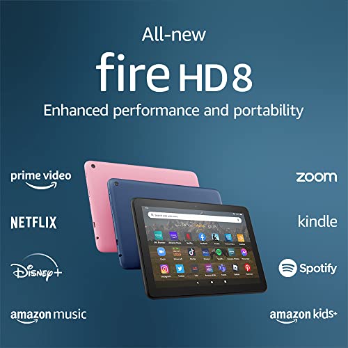 Fire HD 8 tablet, 8” HD Display, 64 GB, 30% faster processor, designed for portable entertainment, (2022 release), Black