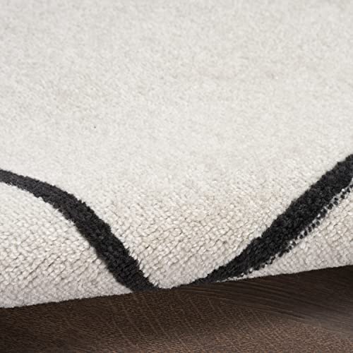 Nourison Essentials Indoor/Outdoor Ivory/Black 5' x 7' AreaRug, EasyCleaning, Non Shedding, Bed Room, Living Room, Dining Room, Backyard, Deck, Patio (5x7)