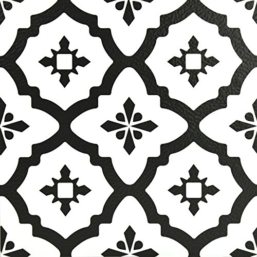 FloorPops FP2948 Altair Peel & Stick Floor Tiles, Black & FP2480 Comet Peel & Stick Floor Tiles, Black