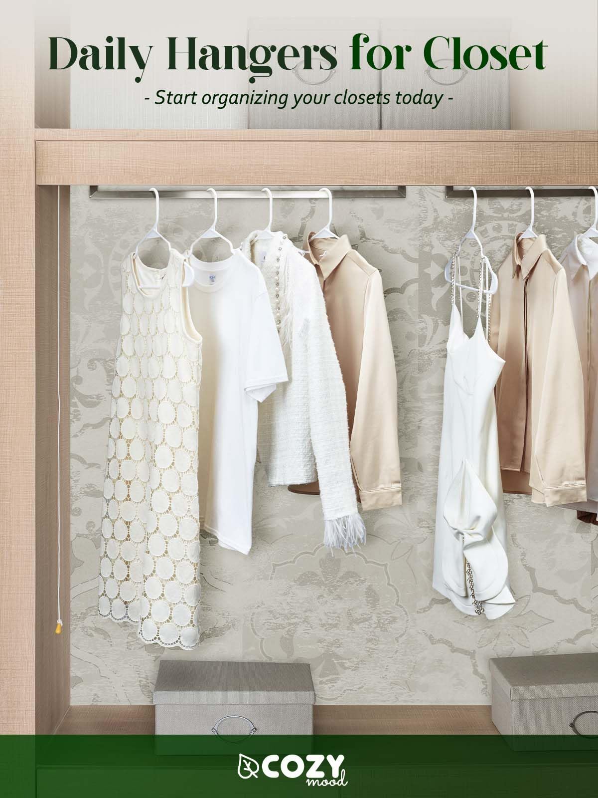 Cozymood Plastic Notched Hangers 20 Pack, Space Saving Tubular Clothes Hangers White, Slim Non-Slip Heavy Duty Plastic Hangers for Everyday Use, Standard Closet Hanger for Shirts, Coats, Dress, Skirts
