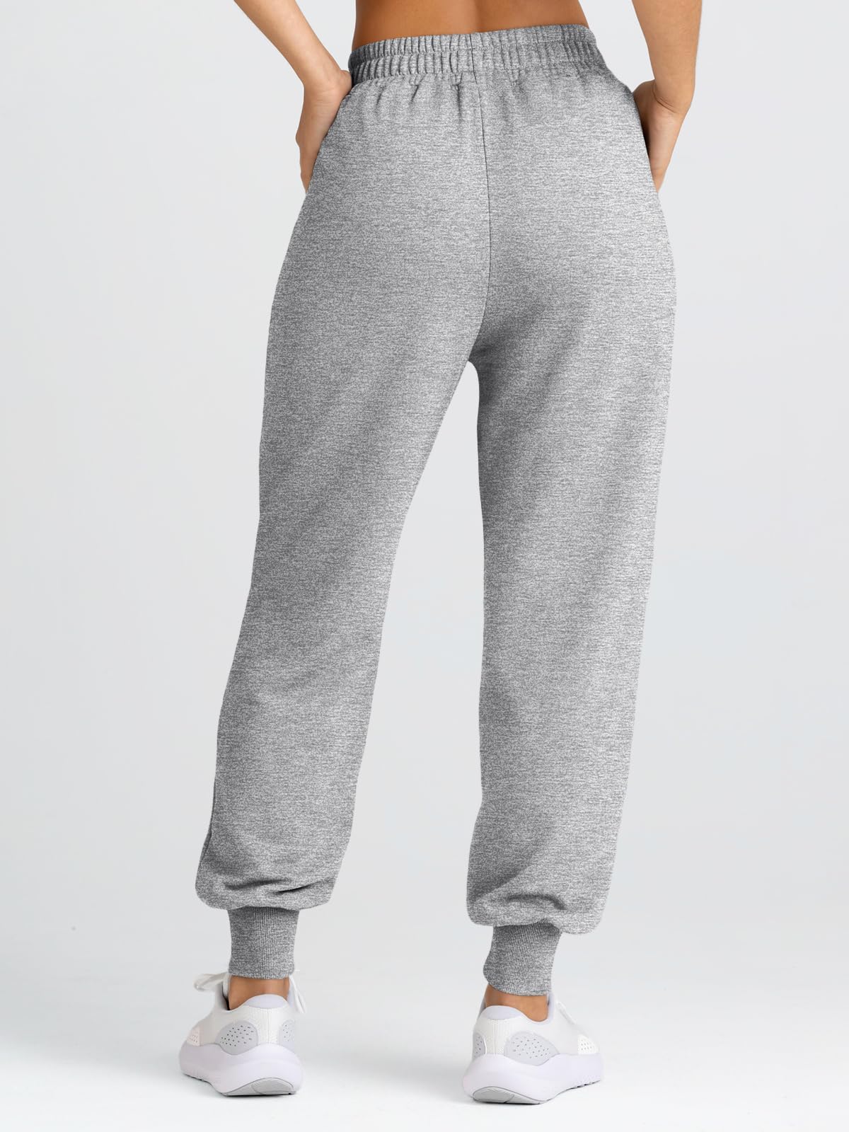 AUTOMET Womens Sweatpants Cinch Bottom Lounge Baggy Cotton Pants Joggers High Waist Fall Athletic Pant with Pockets Grey