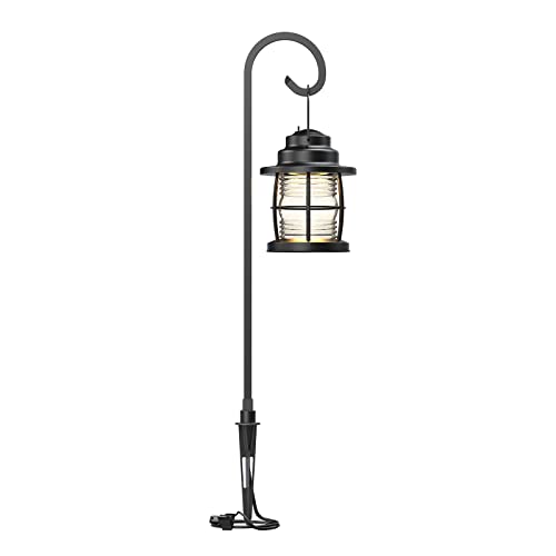 GOODSMANN Landscape Lighting Low Voltage Outdoor 1PK Hanging Path Light 1.1W LED 32 Lumen 2900K Warm White Metal Dual Use Shepherd Hook Pathway Lights Wired 12V AC Sidewalk Light with Cable Connector