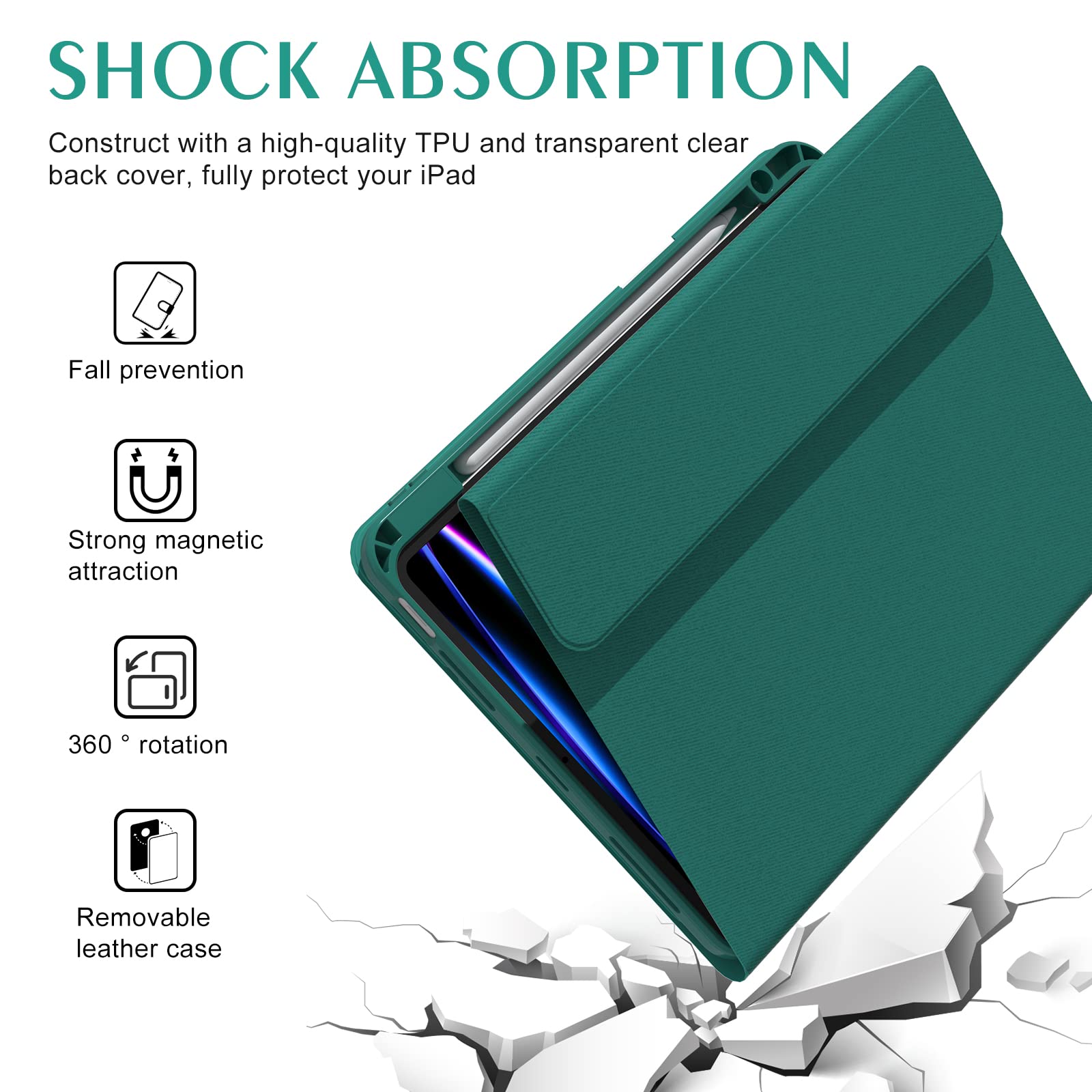BOBOLEE Case Keyboard for iPad Air 11 inch M2 2024, Pro 11" 1st/2nd/3rd/4th Gen., iPad Air 5th/4th Gen. 10.9 inch (Not for iPad 10th), Wireless Detachable Backlit 7 Color, 360 Rotatable Cover Shell