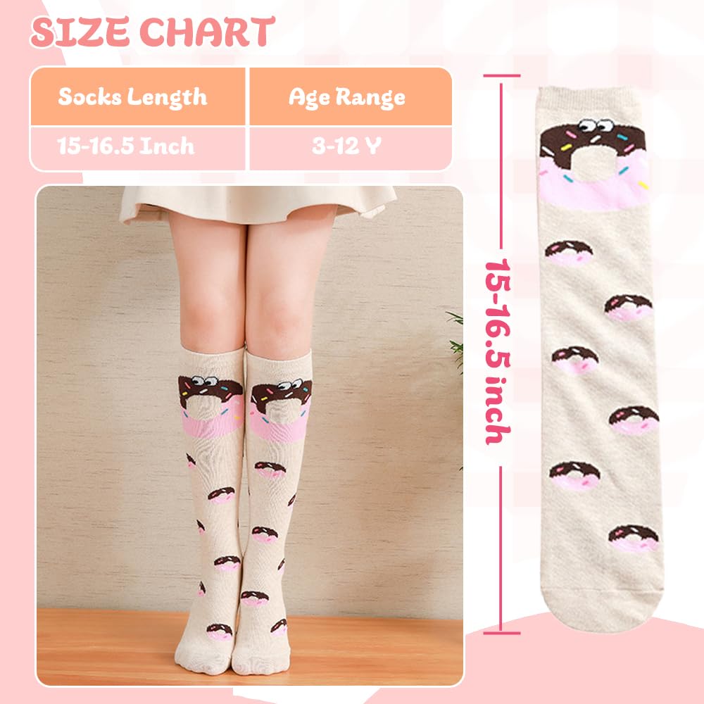 Gellwhu Girls Knee High Socks Gifts Cotton Mid Calf Long Boot Socks Stockings (E SET-6 Pairs)