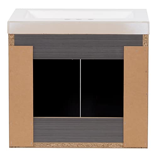 Spring Mill Cabinets Marlowe Floating Bathroom Vanity with 2-Door Cabinet and White Countertop with Integrated Sink, 24.5" W x 18.75" D x 22.25" H, Phantom