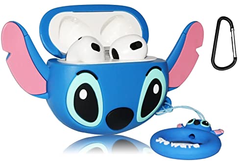 Bevulsel Replacement Case for Airpods 3 Earphone Case Cover Cute Stitc(2021), Funny Fashion Protective Silicone for AirPods Gen 3 Case Accessories Set Kit w/Ring for Teens Girls Kid(Big Ear)