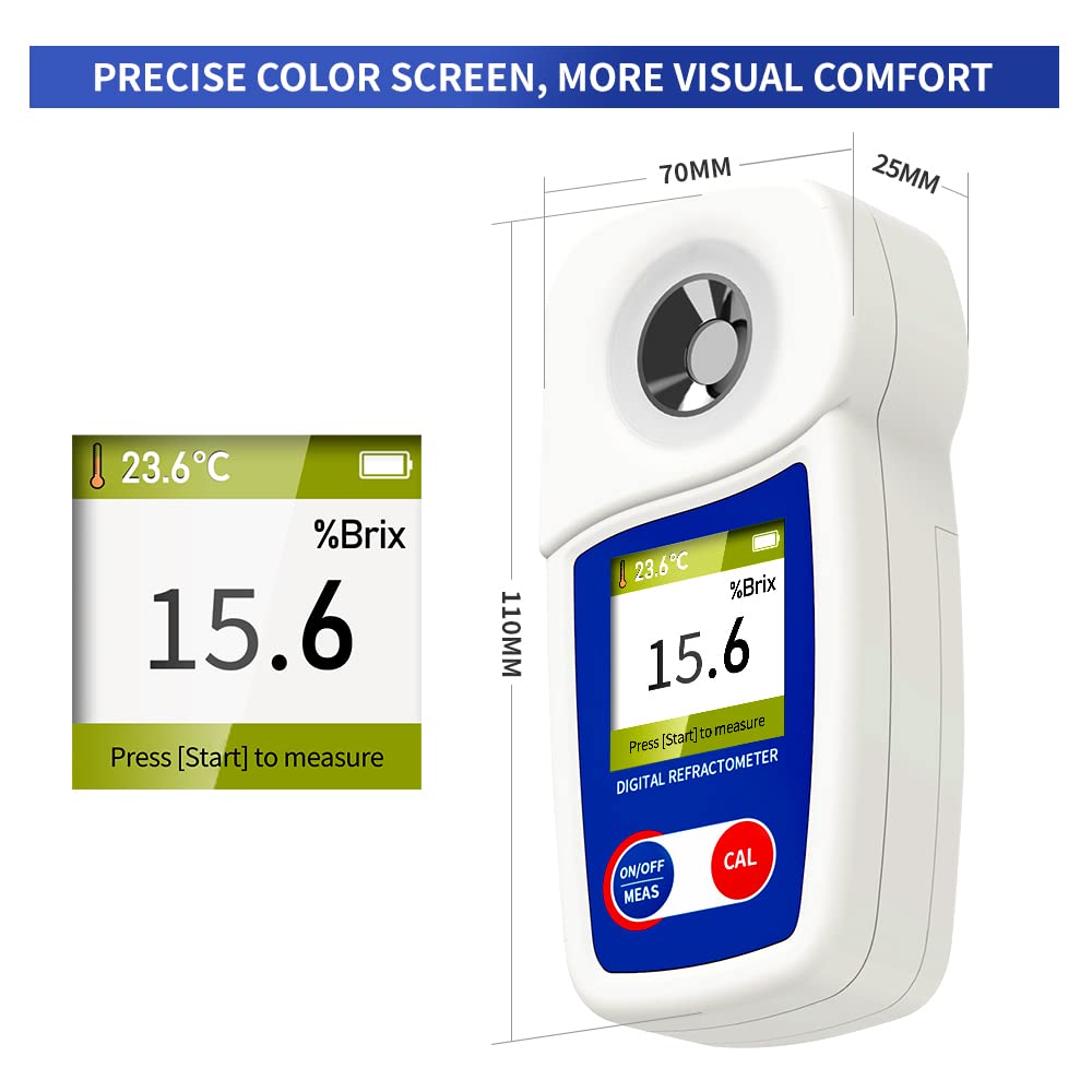 Digital Brix Refractometer Flagfront brix Meter Refractometer Automatic Temperature Compensation Brix Refractometer Range 0-55%,±0.1% Precision for Fruit Juice Coffee