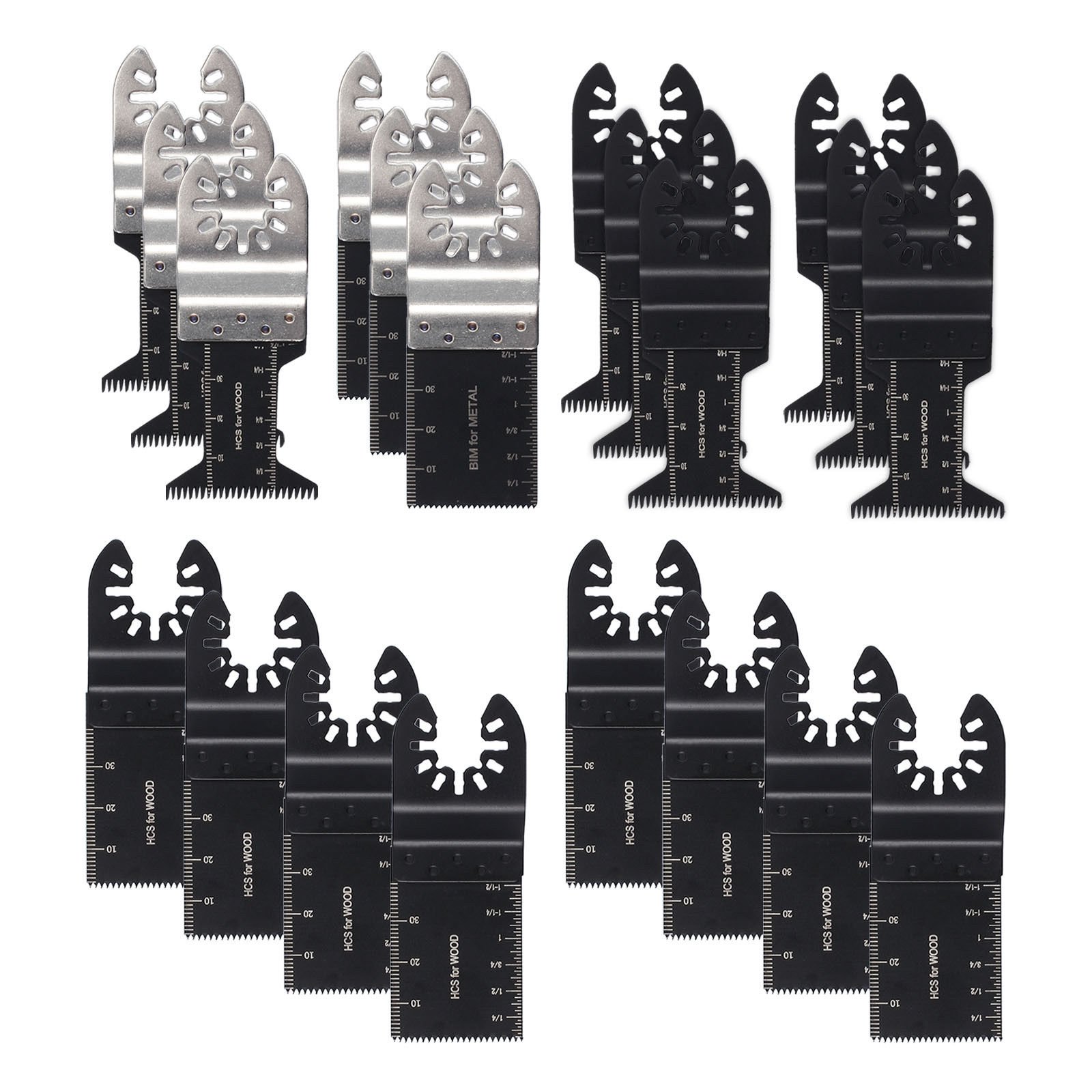 AUTOUTLET 20pcs Oscillating Saw Blades Metal/Wood Flush Cut Oscillating Saw Blade Multi-tool Kit Quick Release For Fein Multimaster Makita Bosch