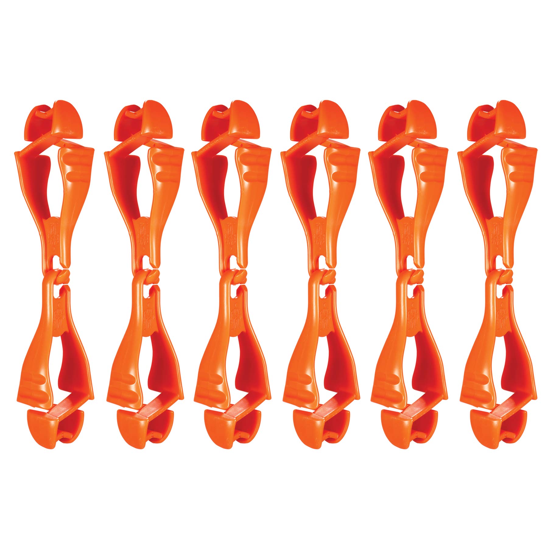 Ergodyne Squids 3400 Glove Clip Holder with Dual Clips, (Pack of 6), Orange