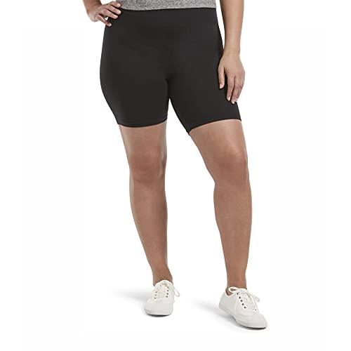 Hue Women's High Waist Blackout Cotton Bike Shorts, Assorted Hosiery, Black, Large US