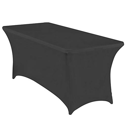 Obstal 6ft Stretch Spandex Table Cover for Standard Folding Tables - Universal Rectangular Fitted Tablecloth Protector for Wedding, Banquet and Party (Black, 72 Length x 30 Width x 30 Height Inches)