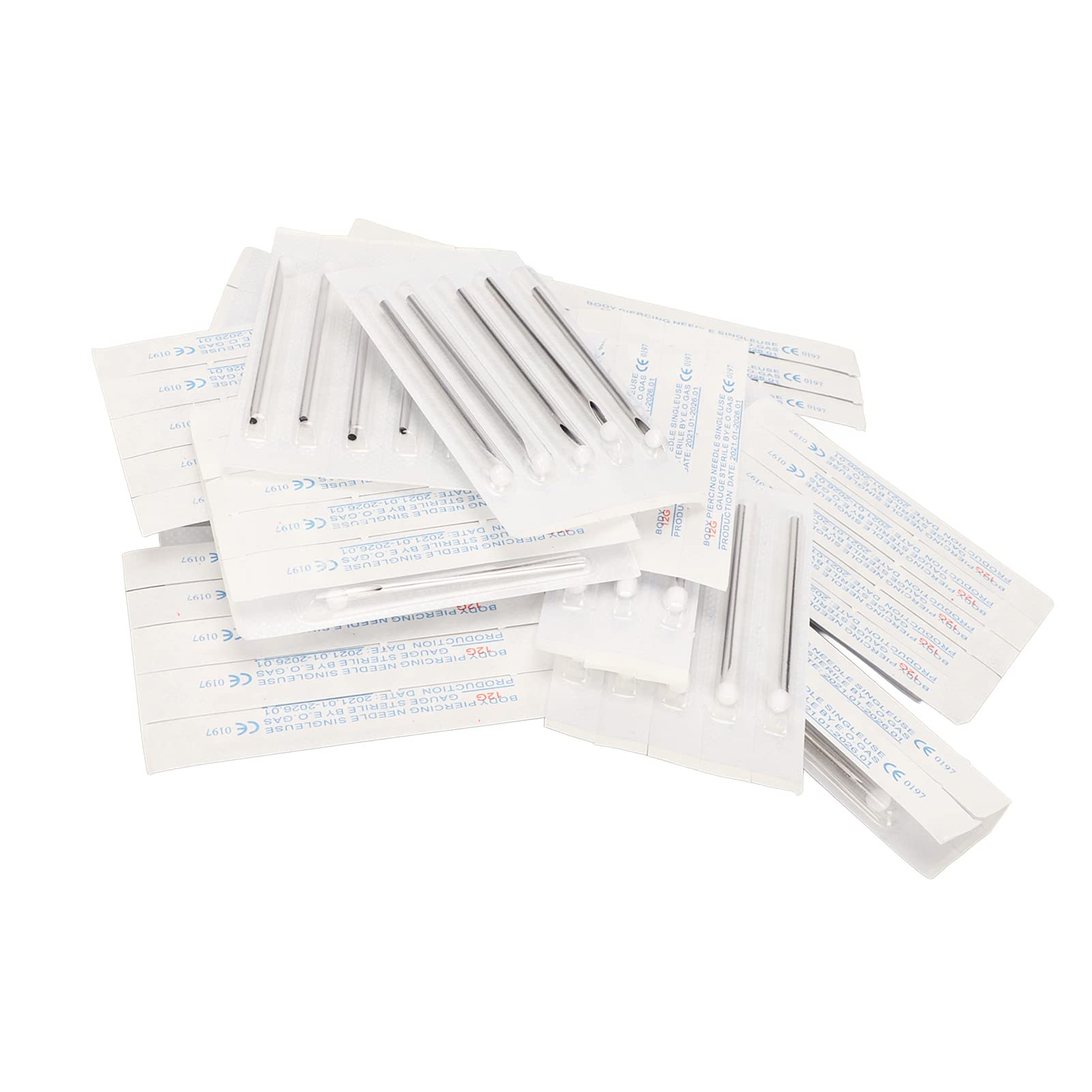 Body Pierce Needles, 12G Supplies 100pcs Sponge Head Pierce Needle for Nose