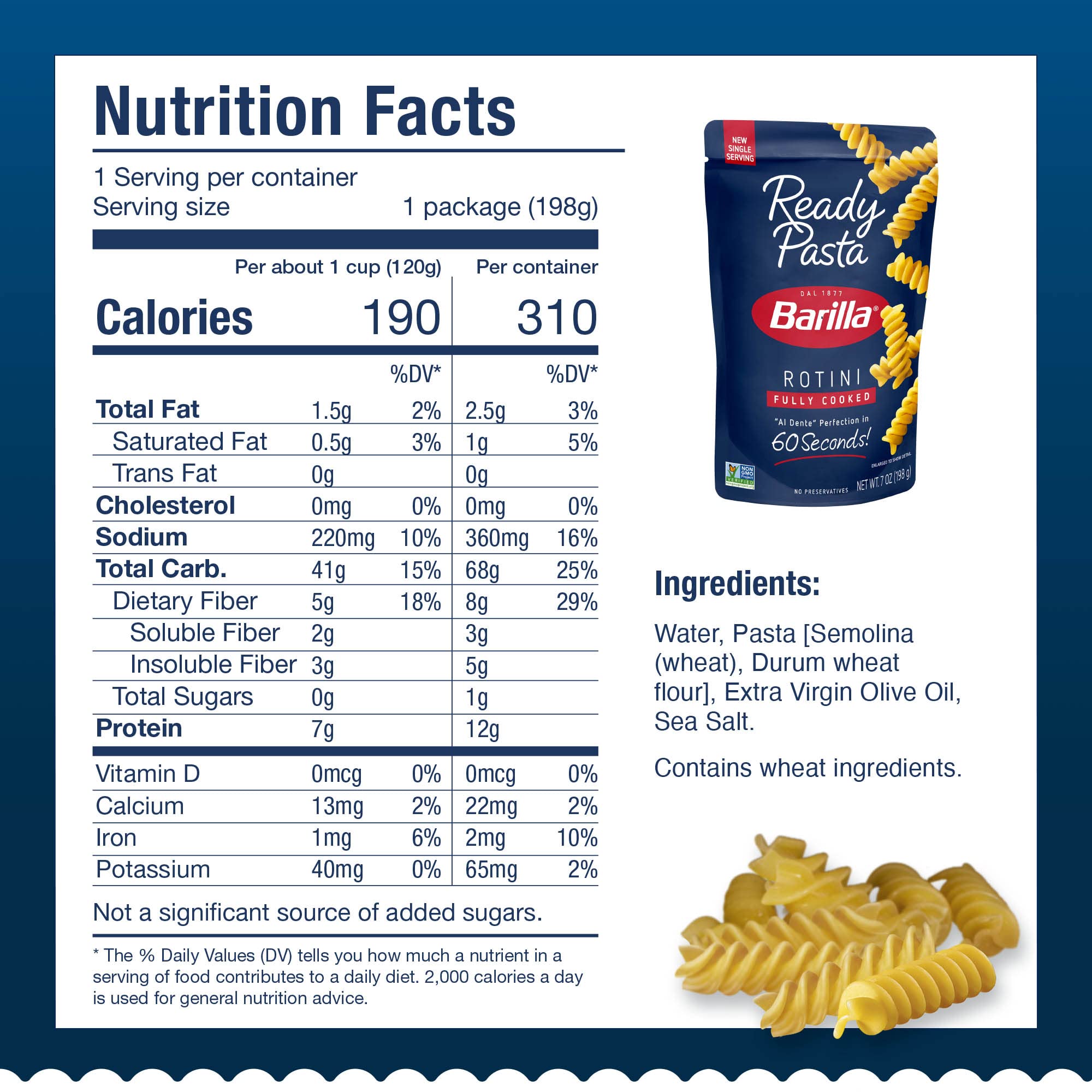 Barilla Ready Pasta, Rotini, 7 oz. Pouch (pack of 7)