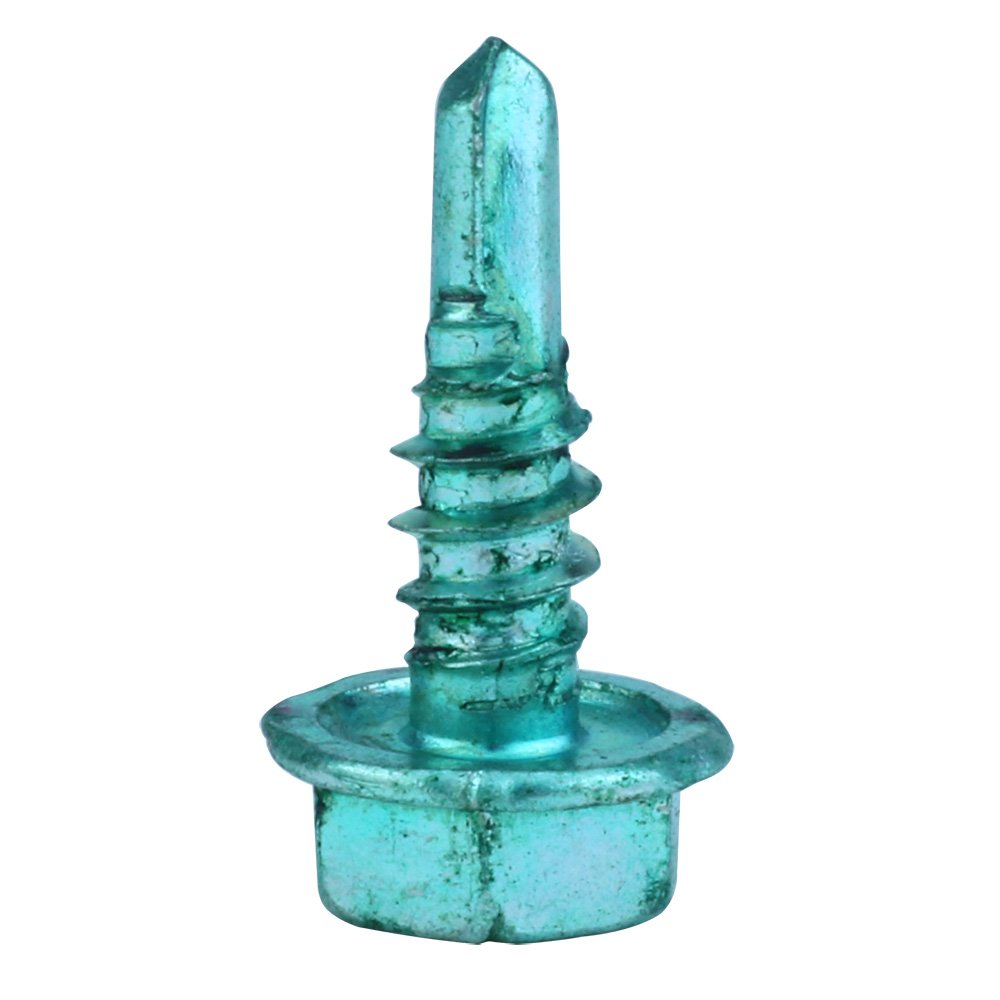 Skywalker #10 Self-Tapping Hex/Phillips/Slotted/Square Head Ground Screws (Box of 100 in Green)