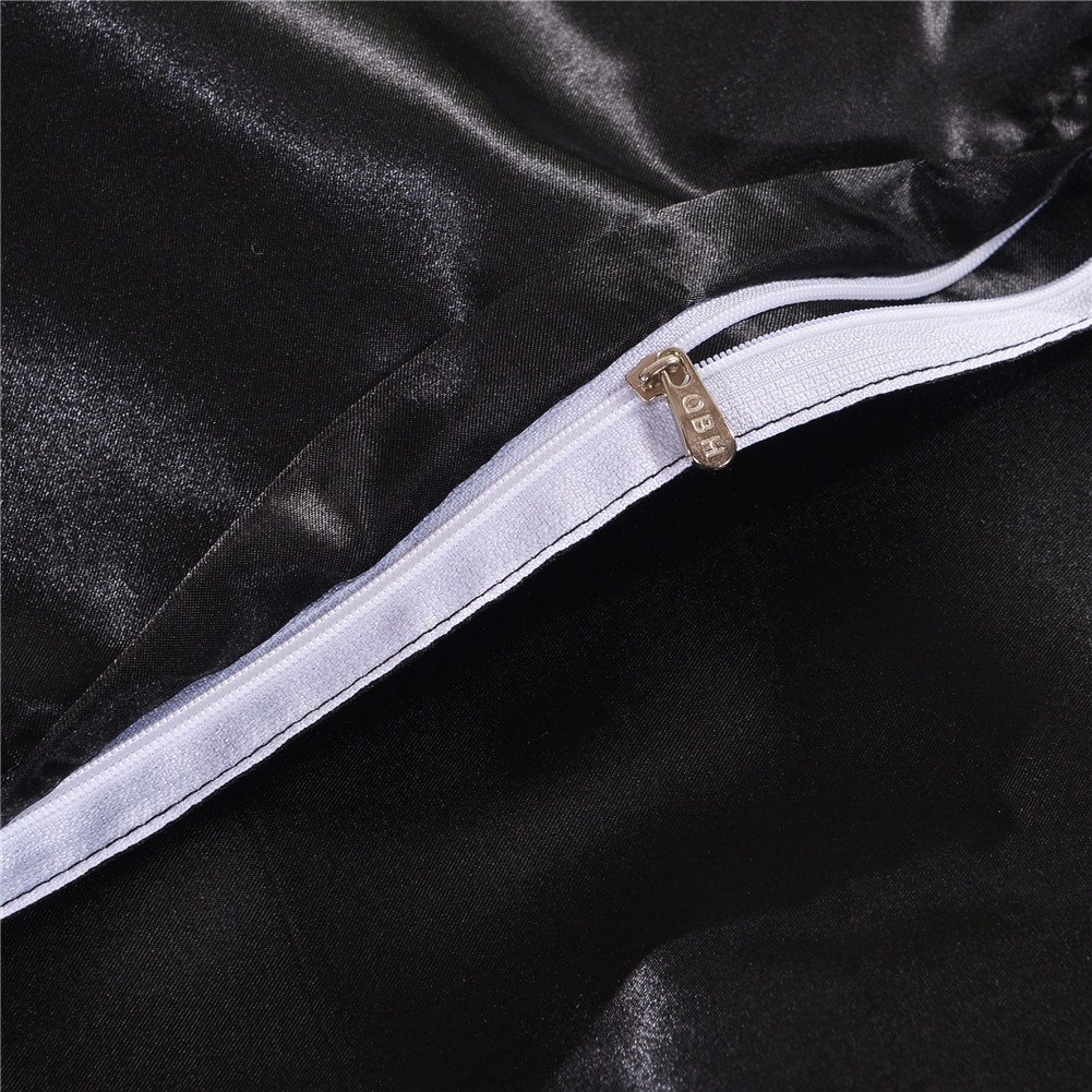 DuShow Satin Silk Duvet Cover Set Black King Solid 3 Pieces Bedding Cover Set 1 Duvet Cover and 2 Pillowcases Soft High Thread Count Comforter Cover Set with Zipper Closure(King,Black)