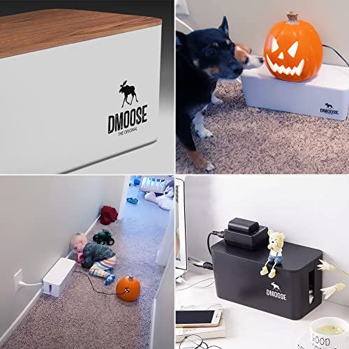 DMoose Large Cable Management Box - Cord Organizer Box to Hide Power Strips - Cable Organizer Box for Surge Protector - Safe ABS Material - 15.7" (L) x 6.1" (W) 5.3" (H) β XL (White)