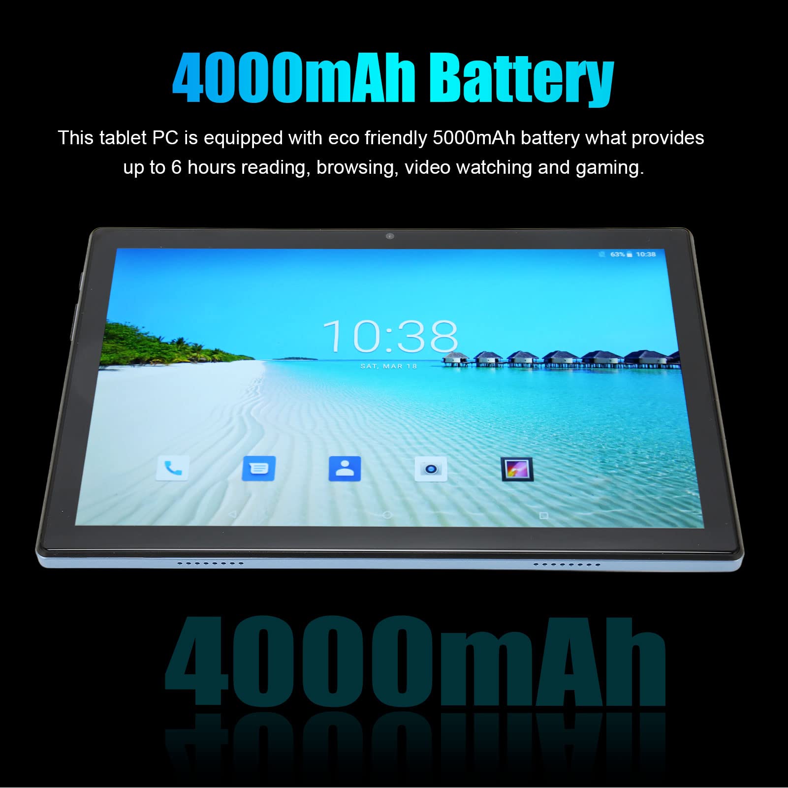 Bewinner 10.1 Inch Tablet for Android 8.1, 2GB RAM 32GB ROM, Dual SIM 4G LTE Calling Tablet,1280x800 IPS HD Screen Octa Core CPU, 5G WiFi Gaming Tablet PC 4000mAh (Blue)