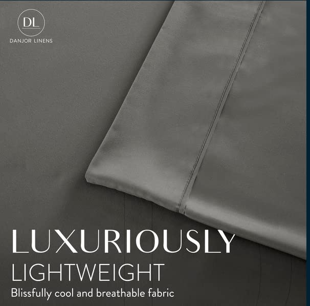 Danjor Linens California King Sheet Set - 6 Piece Set Including 4 Pillowcases - Deep Pockets - Breathable, Soft Bed Sheets - Wrinkle Free - Machine Washable - Gray Cal King Bed Sheets - 6 pc