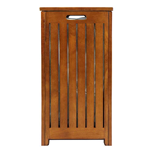 Oceanstar Solid Wood Spa Laundry Hamper 24.75 in high x 20 in Wide x 13.25 in deep, Brown