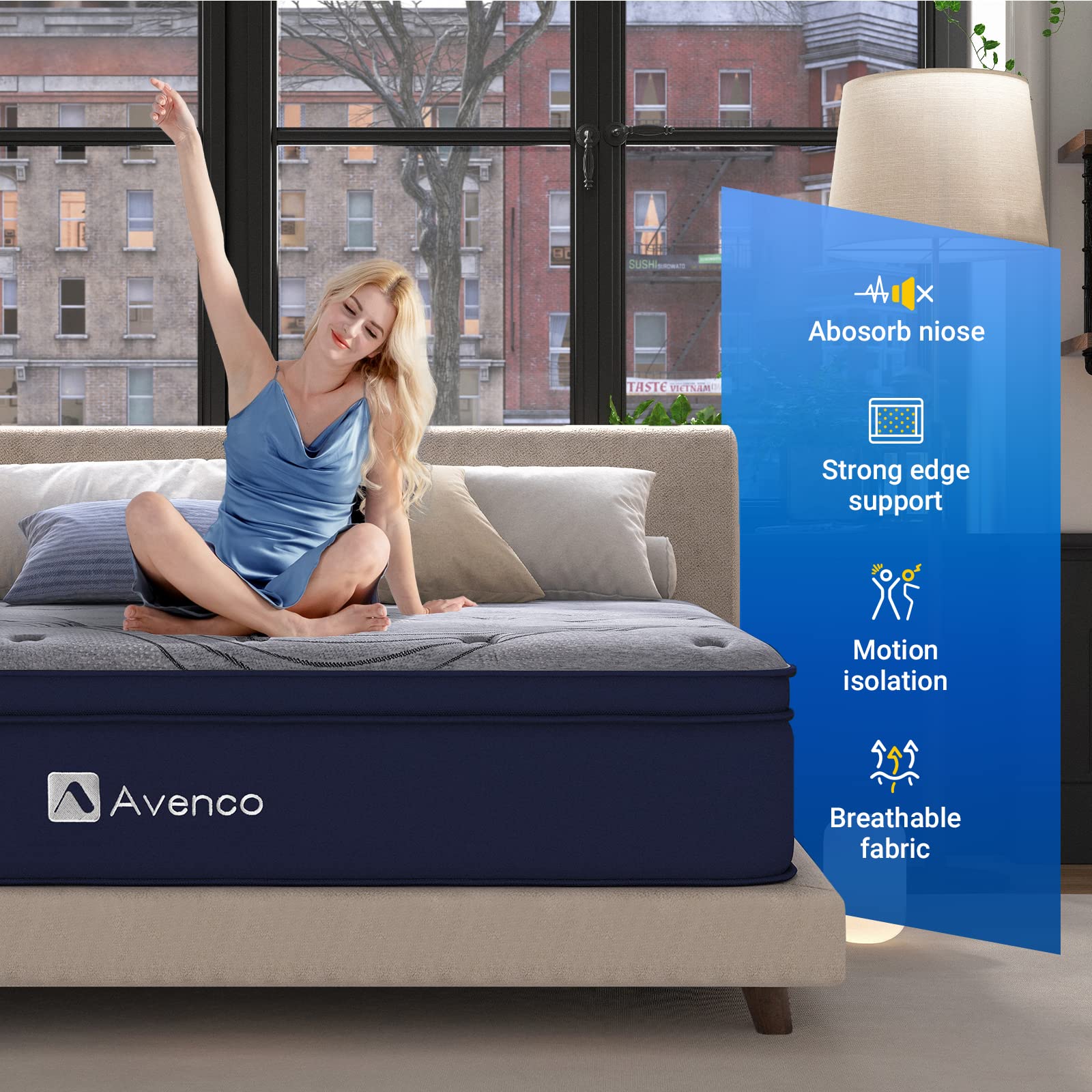 Avenco Bed Mattress Conventional, Gel Foam, King