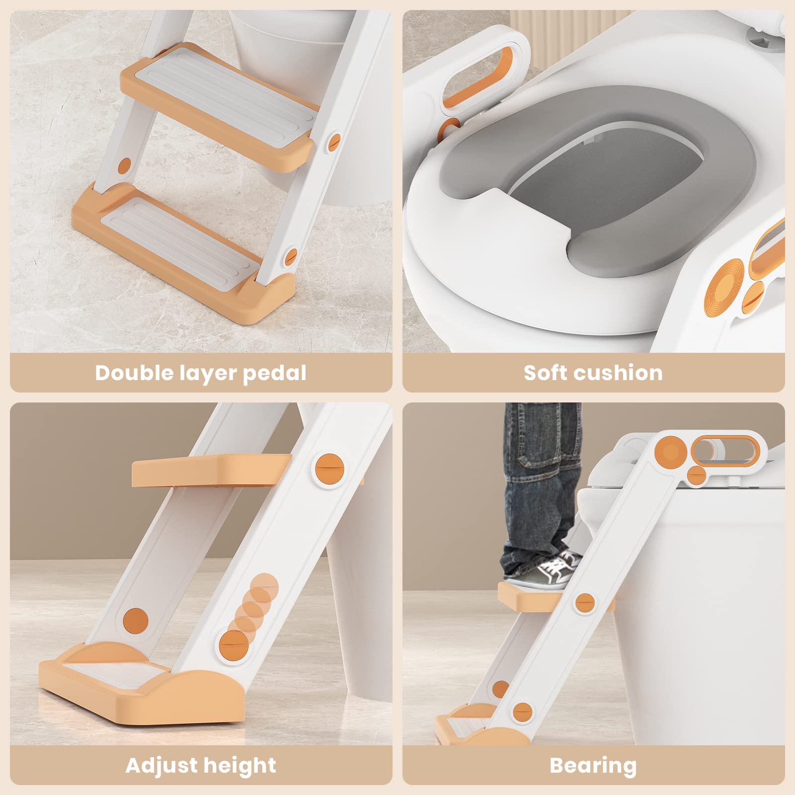 CODOGOY Potty Training Toilet Seat with Step Stool Ladder for Boys/Girls Height Adjustable Toddlers Potty Training Seat