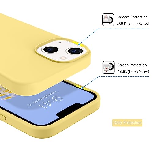 DOMAVER iPhone 13 Mini Case, Phone Case for iPhone 13 Mini Women Girls Liquid Silicone Soft Gel Rubber Microfiber Lining Cushion Cover Slim Smooth Protective-Yellow
