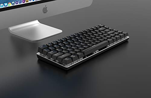 FIRSTBLOOD ONLY GAME. AK33 Geek Mechanical Keyboard, 82 Keys Layout, Blue Switches, White LED Backlit, Aluminum Portable Wired Gaming Keyboard, Pluggable Cable, for Games Work and Daily Use, Black