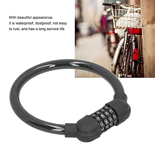 Bike Lock, Waterproof and Dustproof Bike Cable Lock Lightweight and Portable for Cycling(Black)