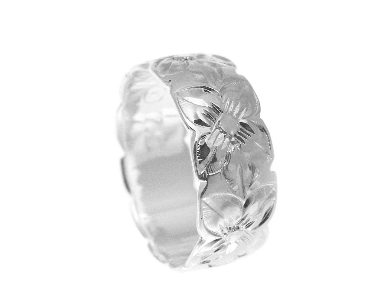 Arthur's Jewelry 925 sterling silver Hawaiian plumeria flower all around 8mm band ring size 12