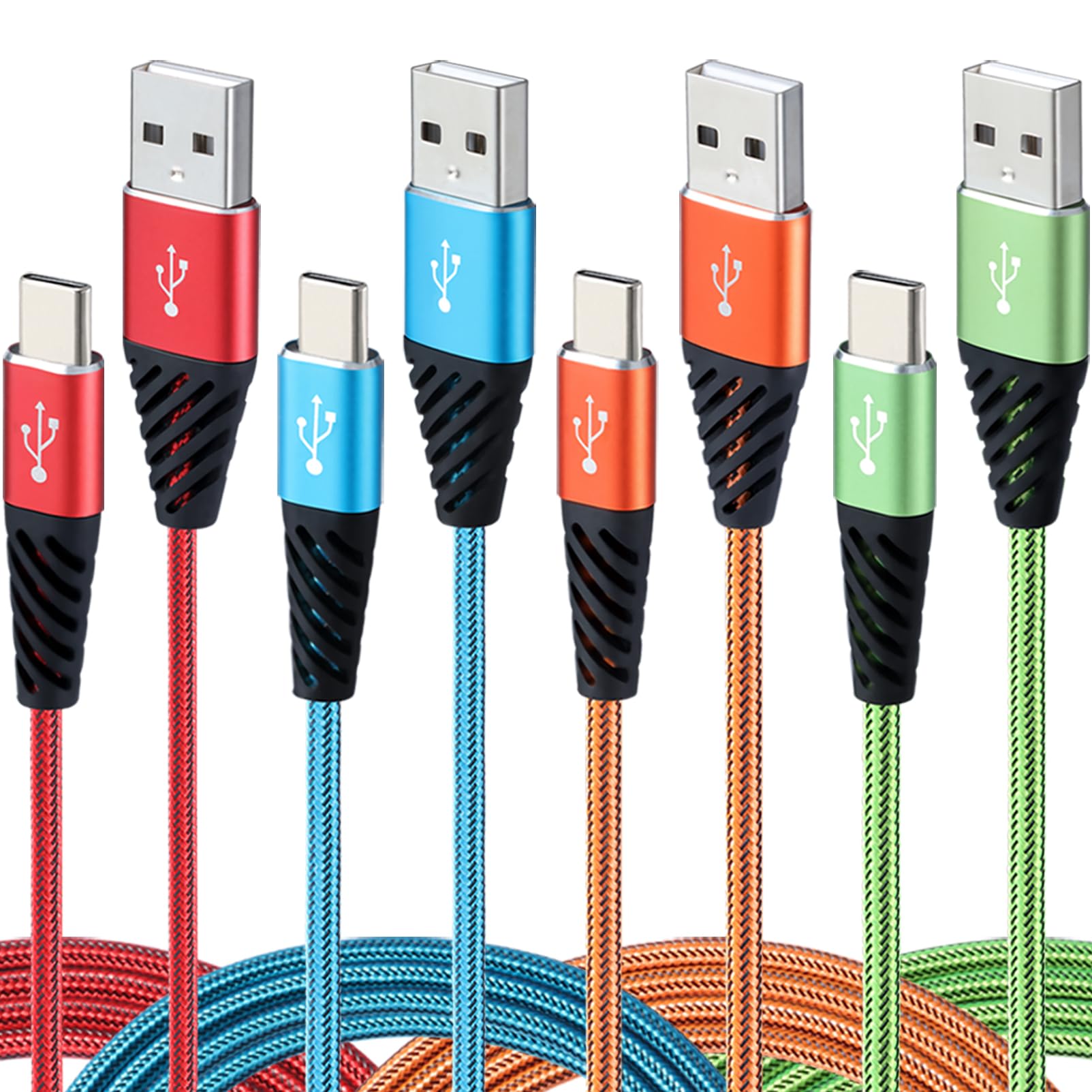 Boenoea USB C Cable 10FT 4-Pack USB A to Type C Fast Charging Cable Durable Nylon Braided USB C Charger Cord Compatible with Samsung Galaxy S10 S9 S8, Note 10 9 LG, Moto G7 G8