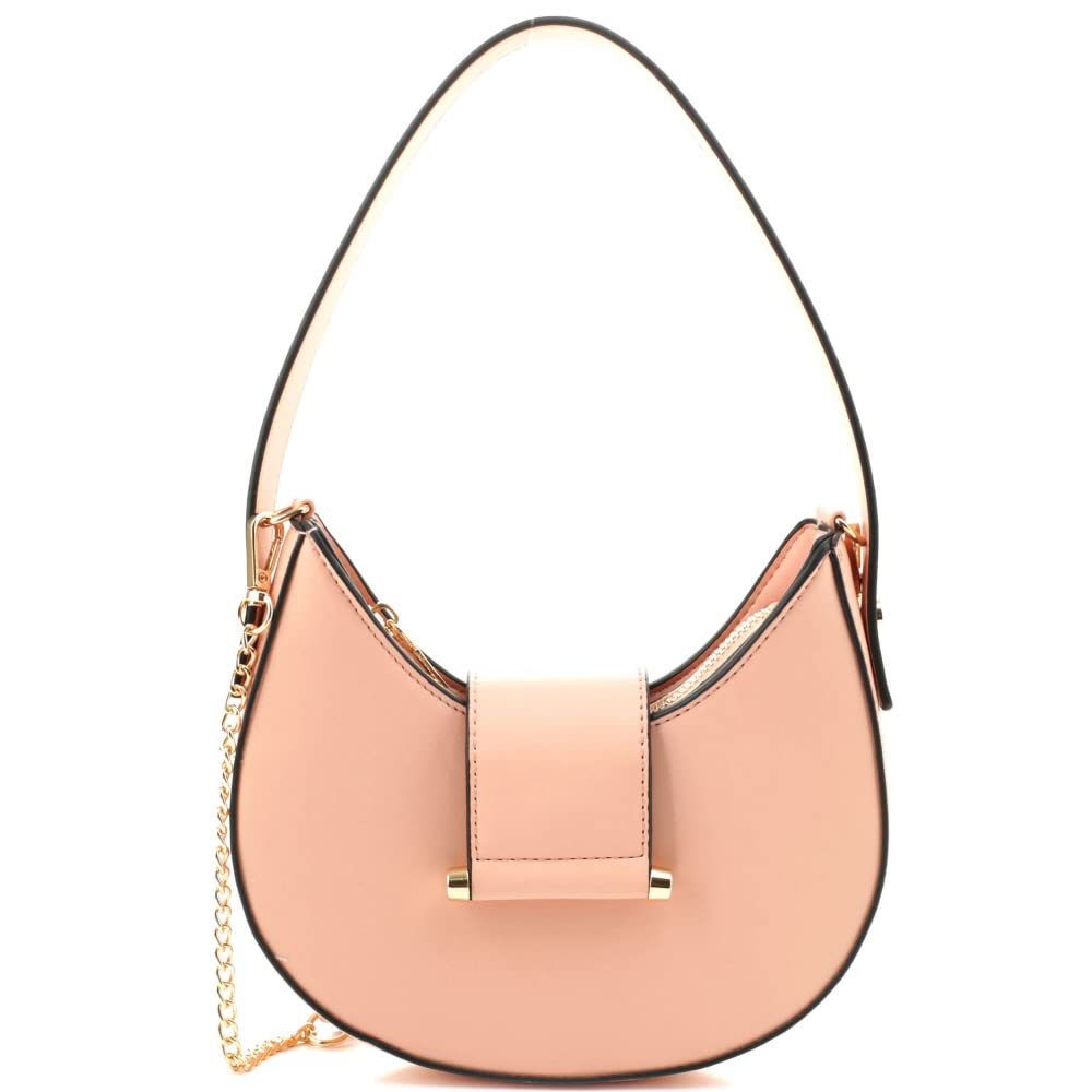 Trendeology Vegan PU Leather Classy Round Clutch Purse Shoulder Bag with Crossbody Strap (zBlack)