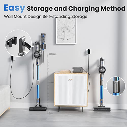 INSE Cordless Vacuum Cleaner, 400W Stick Vacuum with 30Kpa Powerful Suction, 55min Runtime, Smart Induction Auto-Adjustment, Rechargeable Vacuum Cleaners for Home Carpet Floor Pet Hair, LED Display-S9