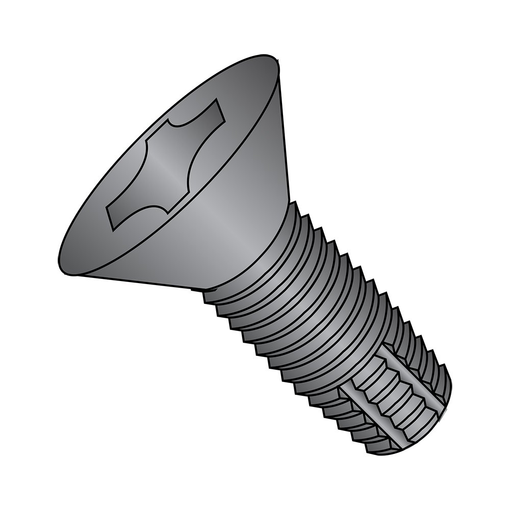 Small Parts 1112FPFB Steel Thread Cutting Screw, Black Oxide Finish, 82 Degree Flat Head, Phillips Drive, Type F, #10-32 Thread Size, 3/4" Length (Pack of 100)